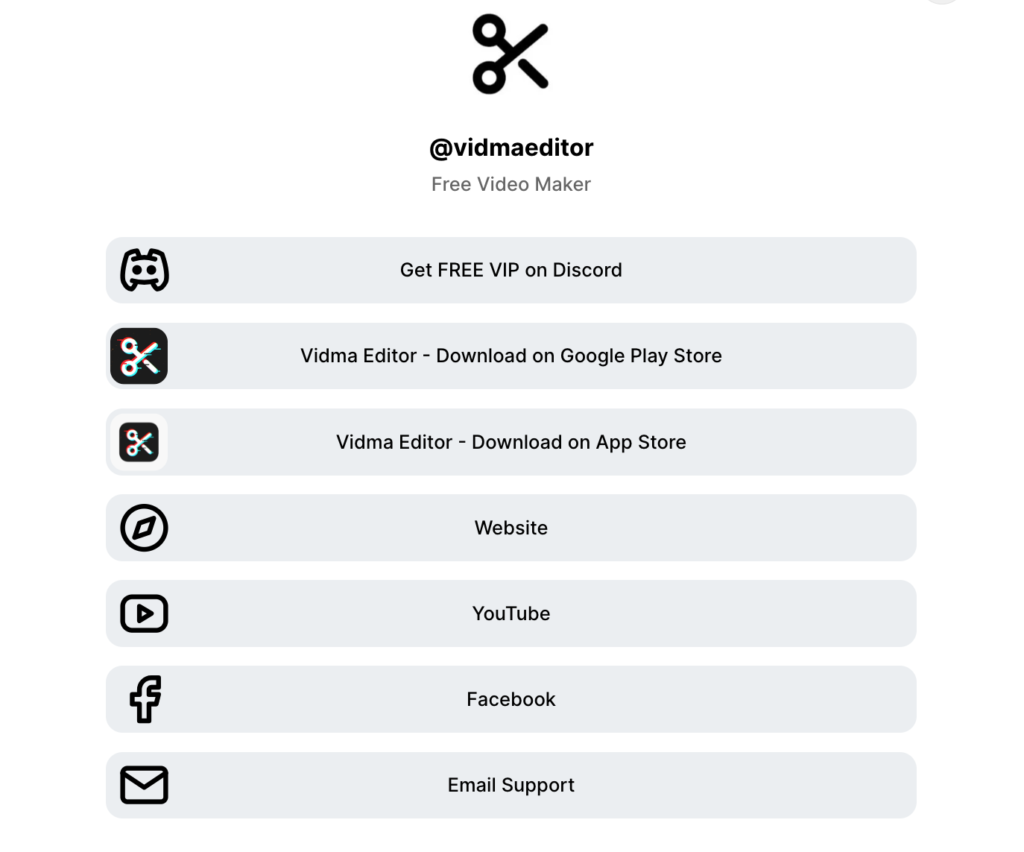 One Tap to Everything: Your Guide to Vidma Editor’s Linktree - VIDMA Editor